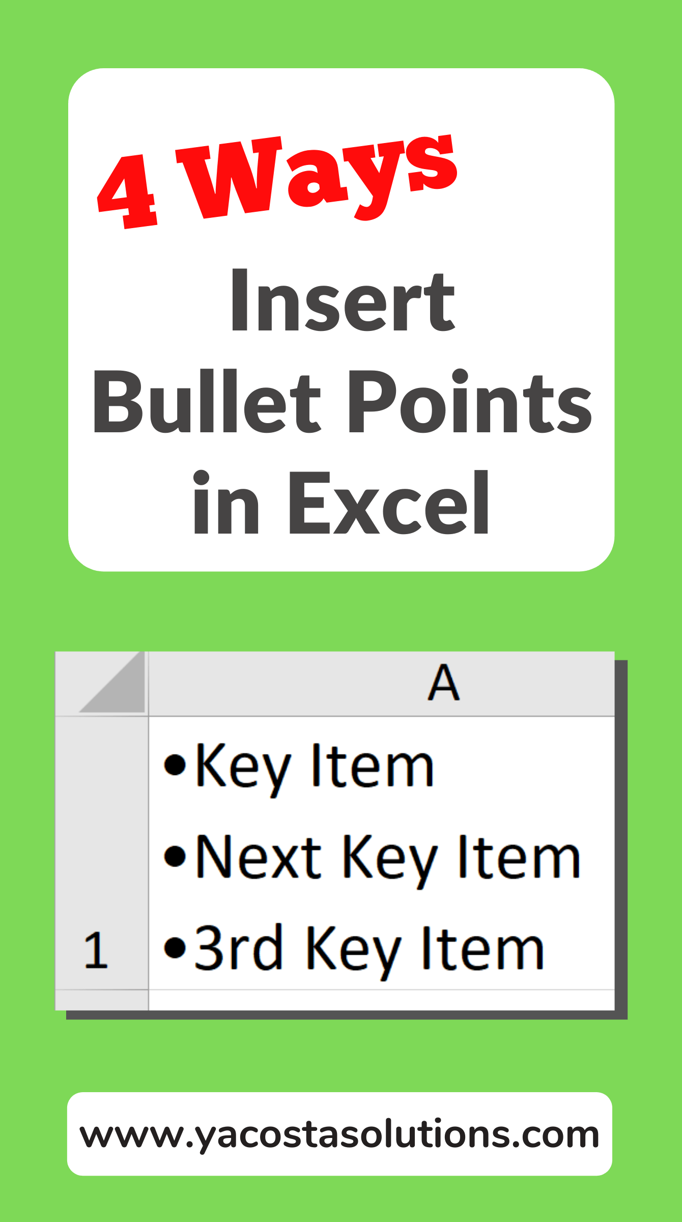 How to Insert Bullet Points in Excel (+ video tutorial)