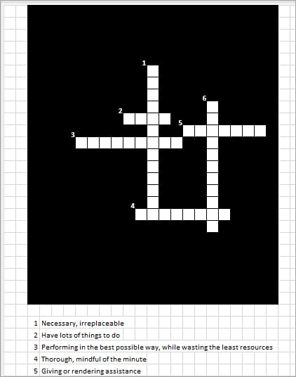 Create A Crossword Puzzle In Excel with Video Tutorial 
